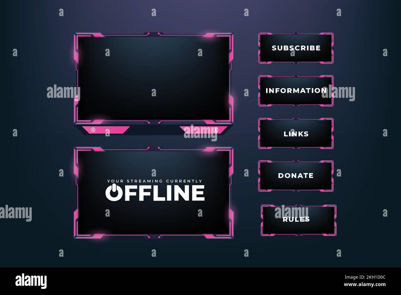 Modern streaming screen interface decoration for girl gamers ...