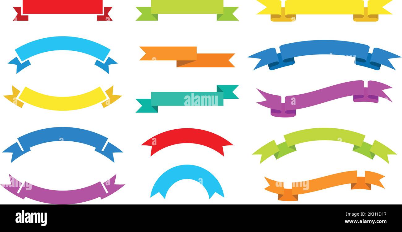 Color ribbons set. Decorative paper banner scroll Stock Vector Image ...