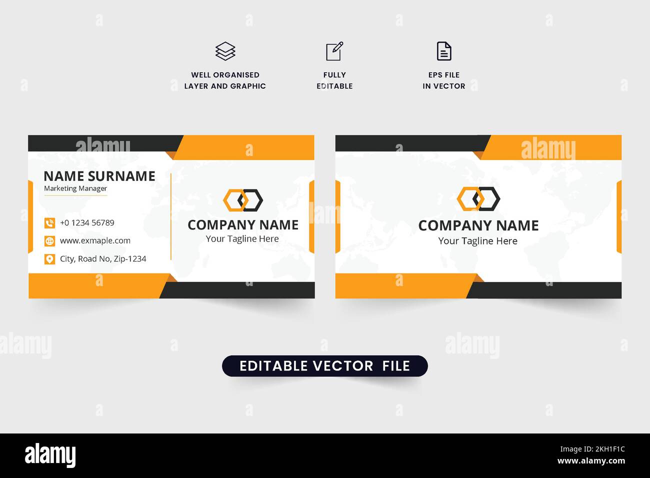 Company branding card design for employees. Modern business card ...