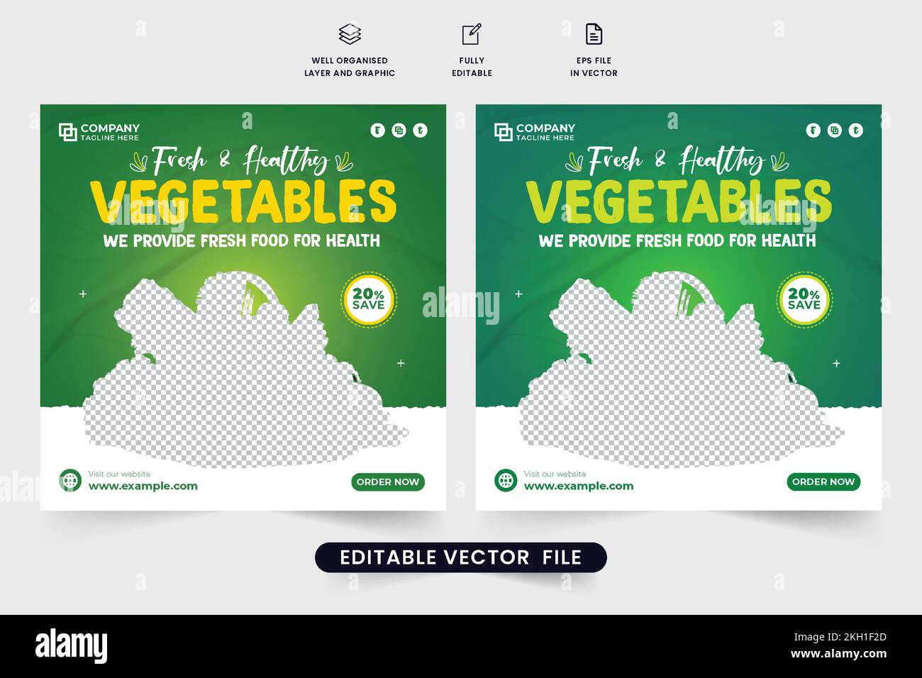 Vegetable discount template design with green and yellow colors. Modern ...
