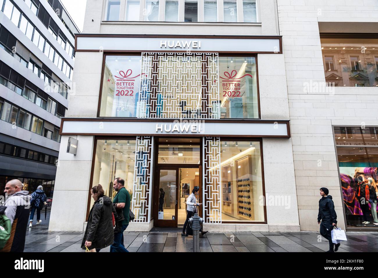 Vienna, Austria - October 14, 2022: Display of a Huawei phone store in ...