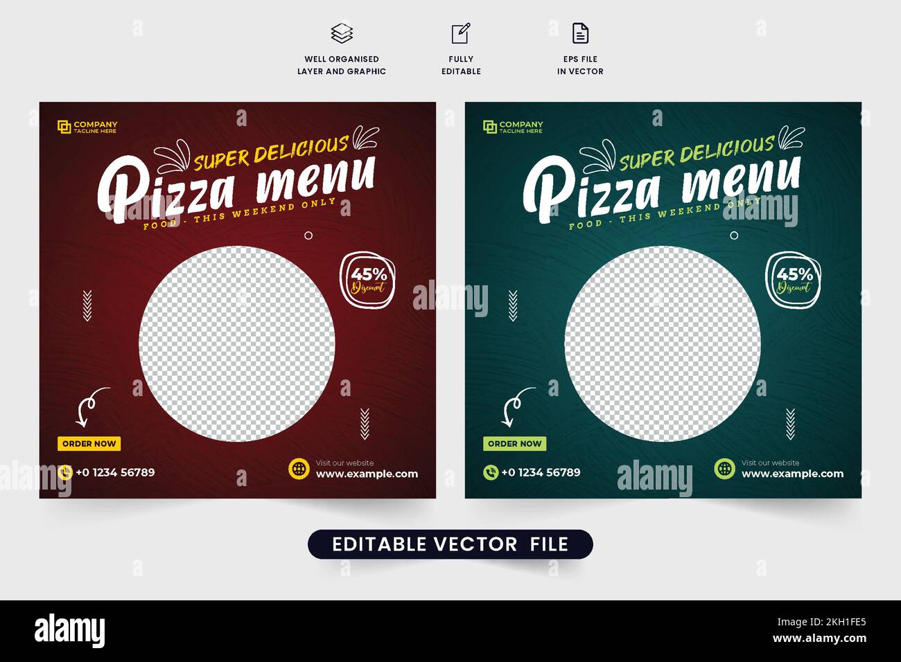 Modern restaurant business promotional template design for social media ...