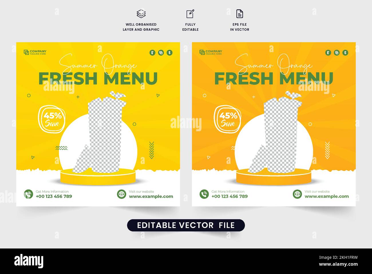 Fresh orange juice promotion template design with abstract shapes ...