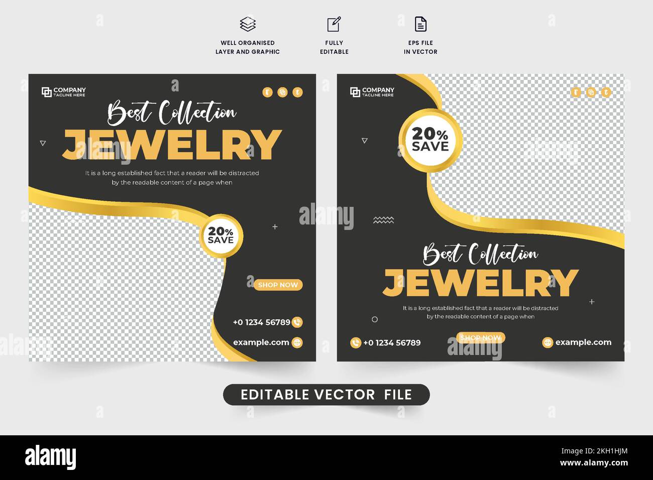 Jewelry collection sale poster template design on dark backgrounds ...
