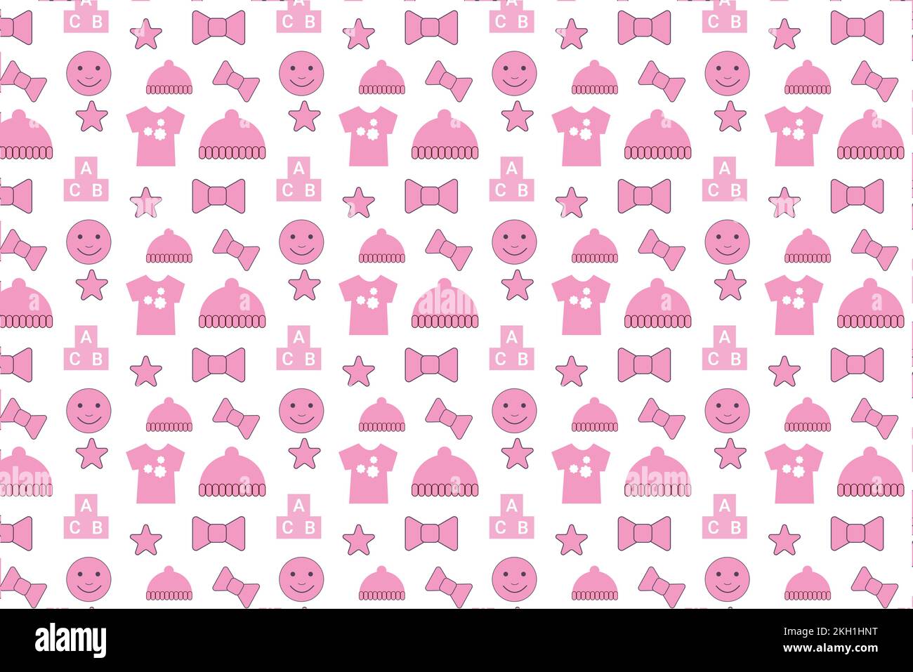 Seamless baby pattern decoration with pink toy elements vector for ...