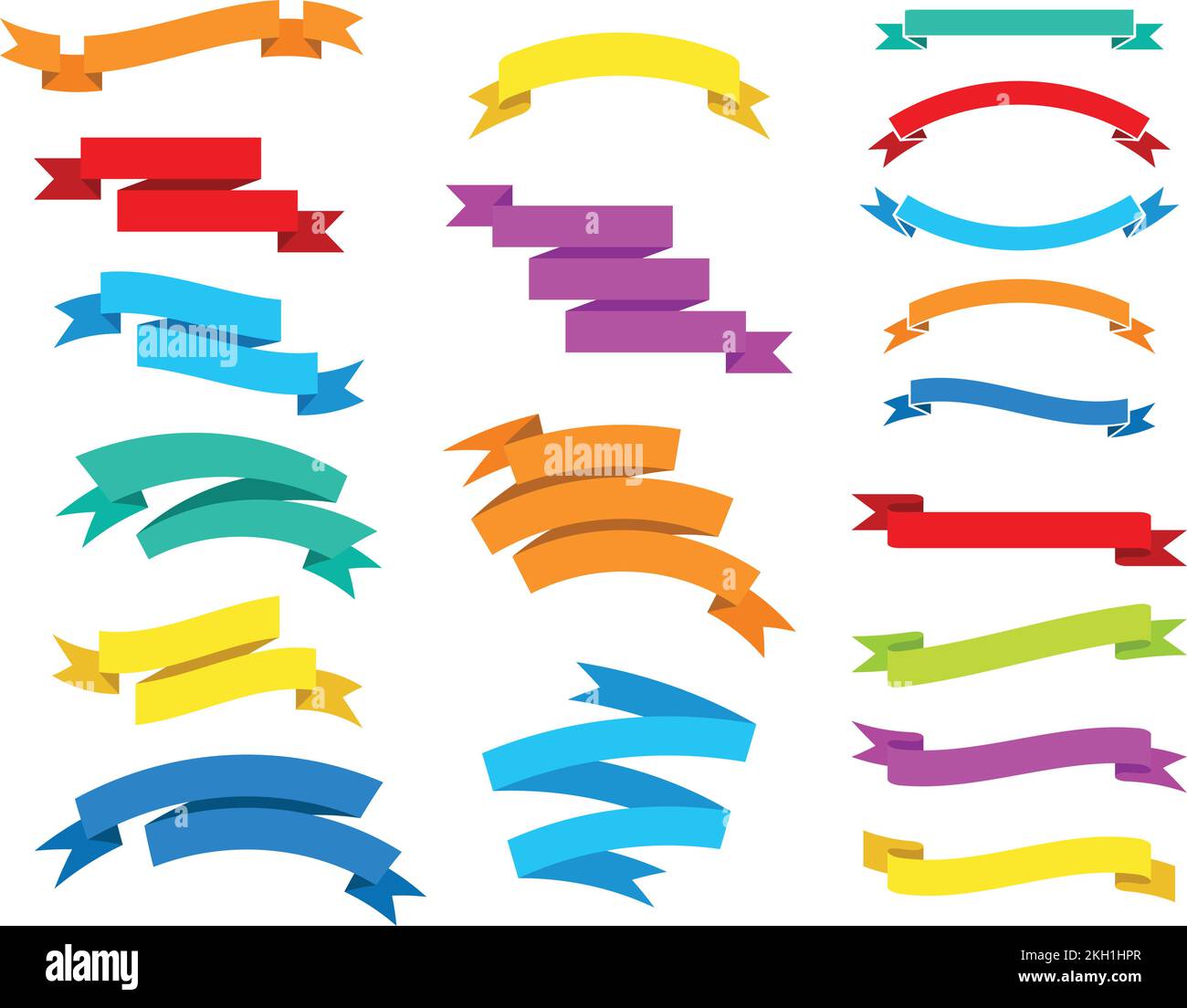 Folden ribbon banner set. Origami paper scrolls Stock Vector Image ...