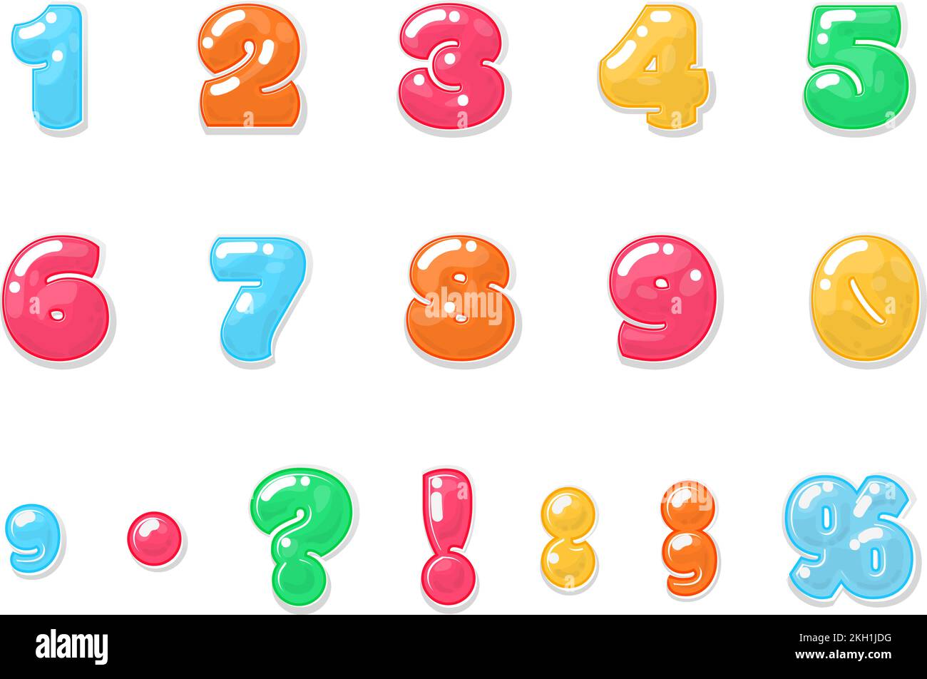 Jelly numbers. Cartoon kid font. Funny typographic elements Stock ...