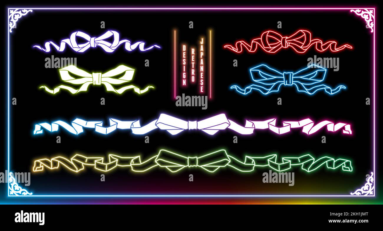Neon signboard design ribbon set.It is vector data that is easy to edit ...