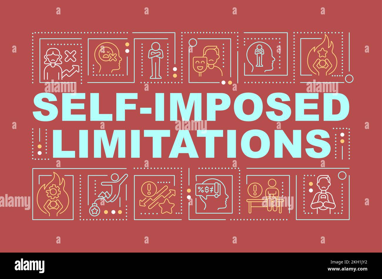 Self imposed limitations word concepts dark red banner Stock Vector ...