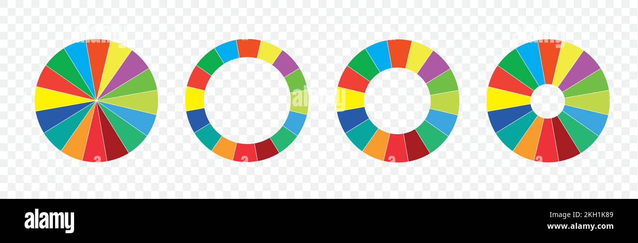 A vector set of circles with different colors isolated on a transparent ...