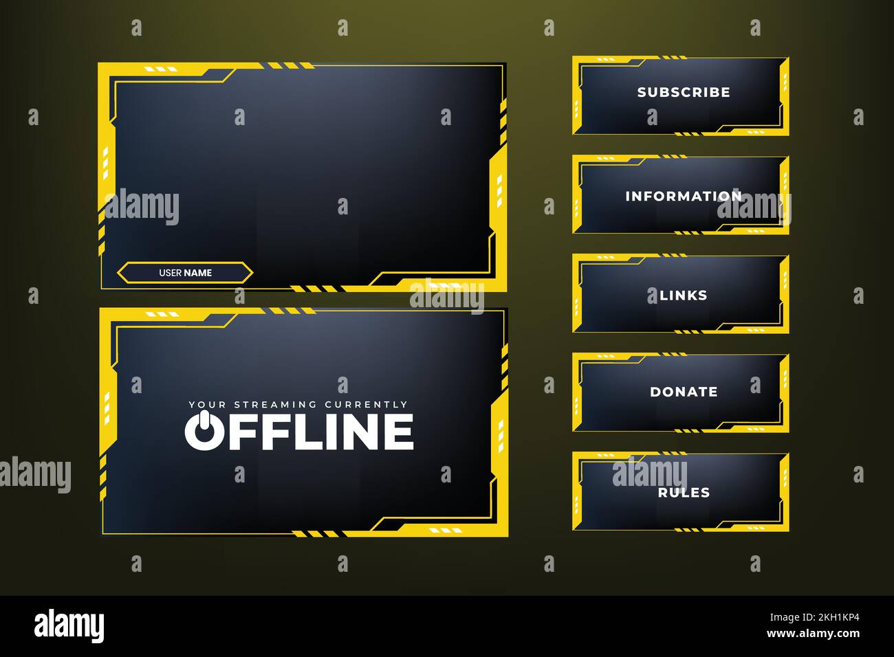 Online gaming overlay vector with button elements for live streaming ...