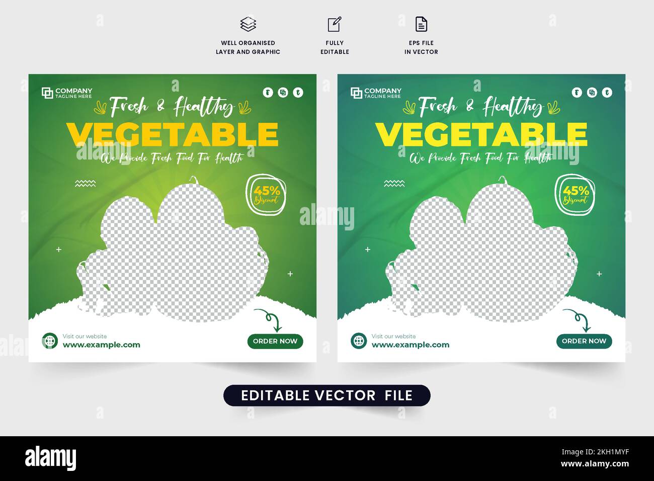 Vegetable social media post design for marketing. Fresh vegetable ...