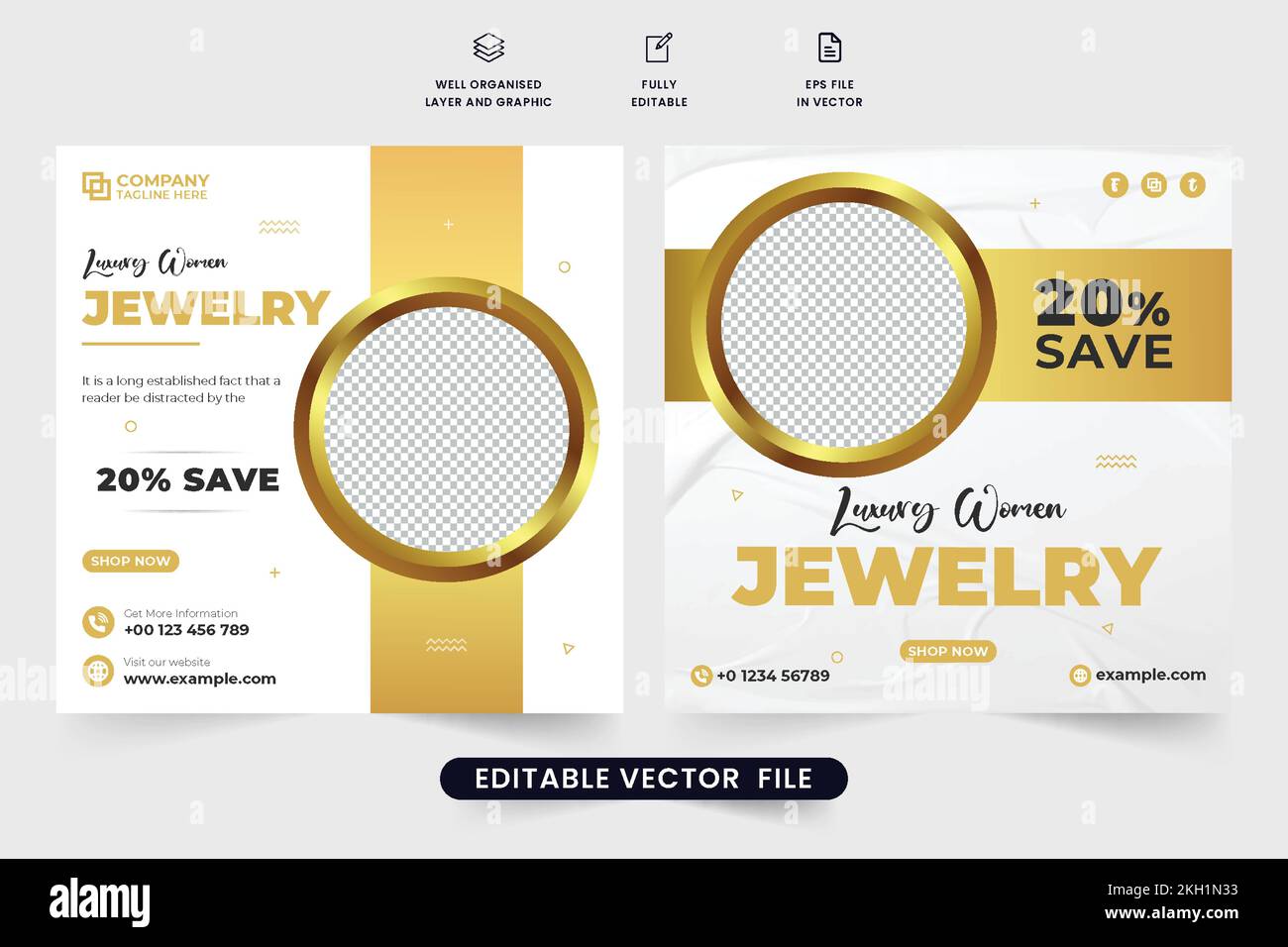 Jewelry business advertisement template vector for social media ...