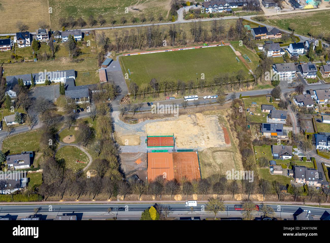 Aerial view, sports facility of TuS Elmerborg Altenbüren in Altenbüren ...