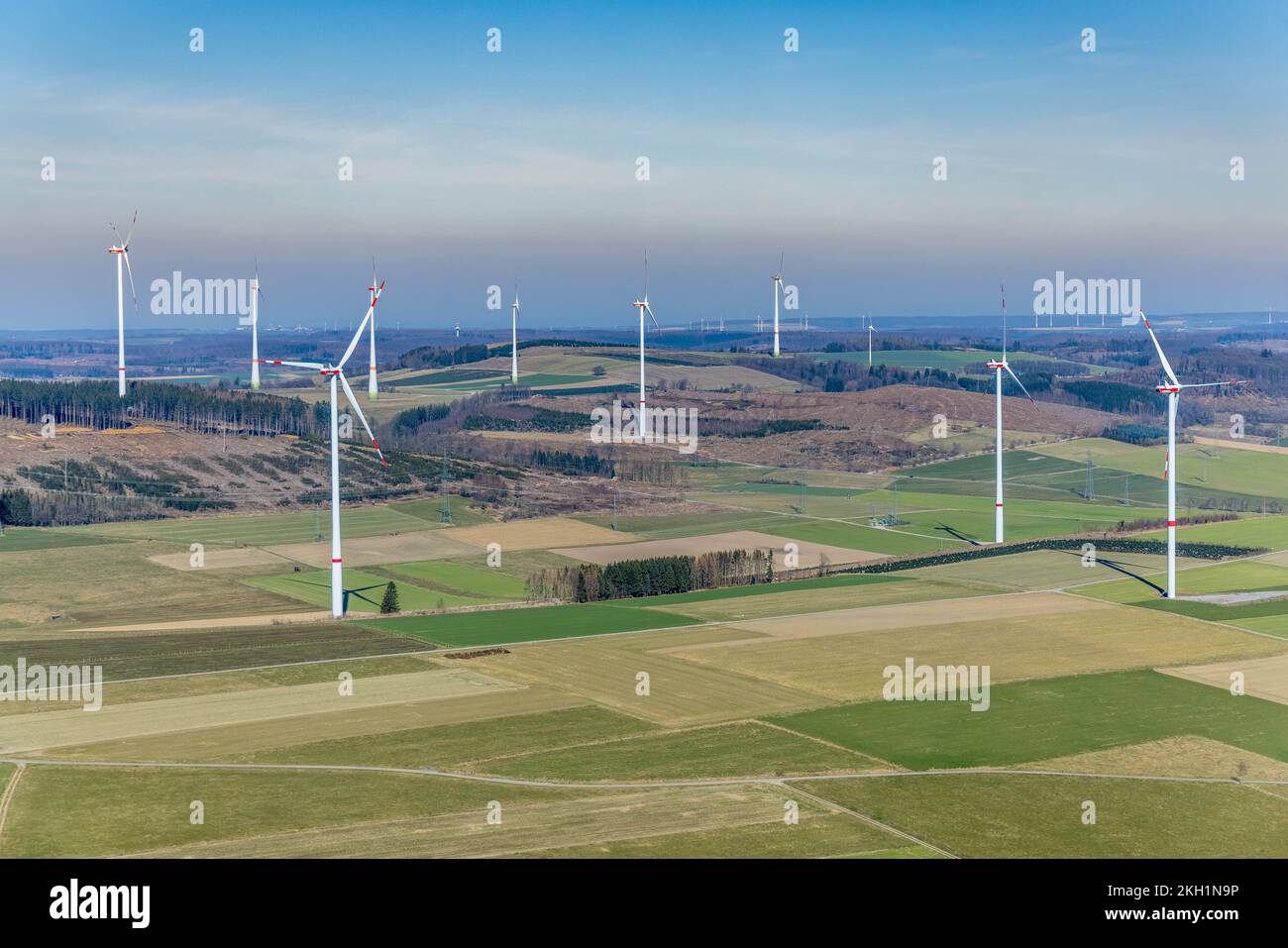 Aerial view, wind turbine Auf'm Mühlstein, Brilon, Sauerland, North ...