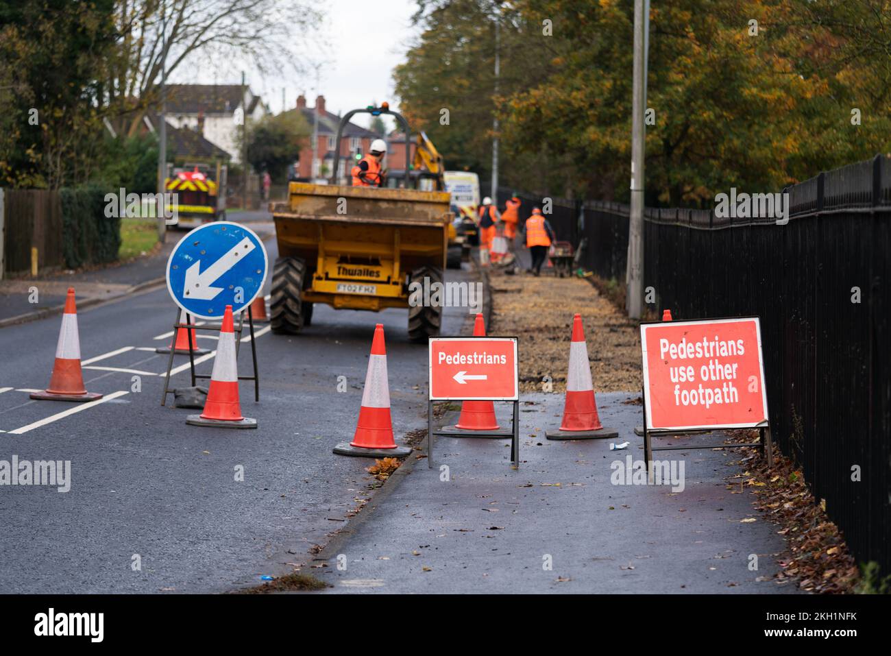 Road works, skid risk, re-surfacing, carriageway, stone chippings, grit ...