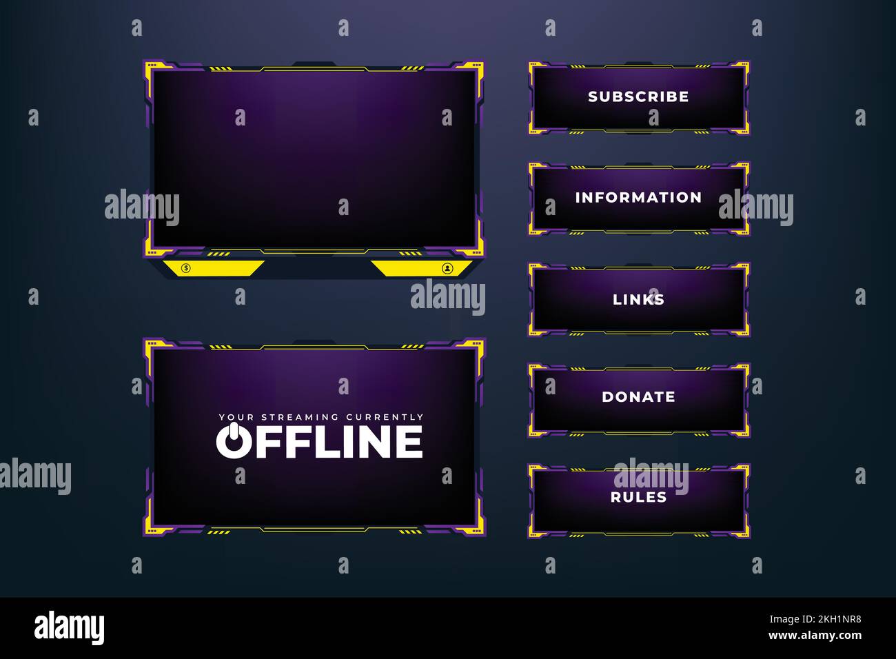 Special gaming overlay design with yellow and purple colors. Modern ...