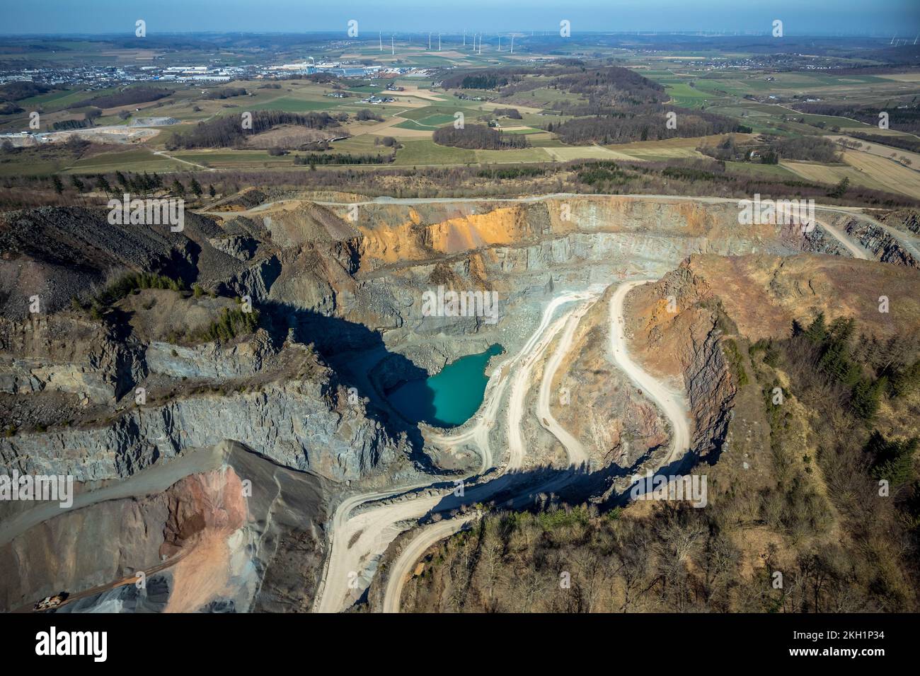 Aerial view, Bilstein Quarry, West German Greywacke Union, Brilon ...