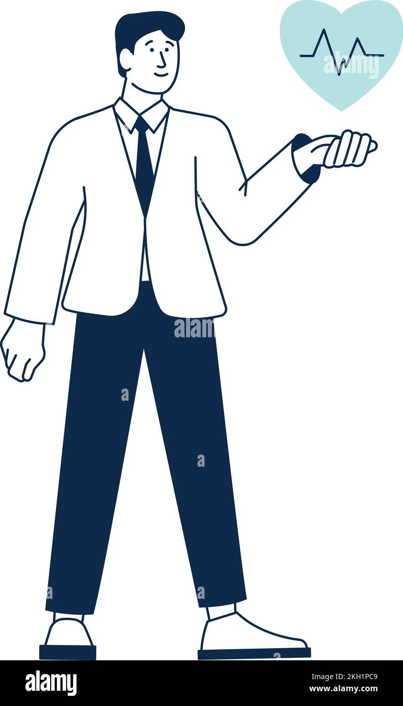 Human heart rate. Man with pulse beat measuring Stock Vector Image ...