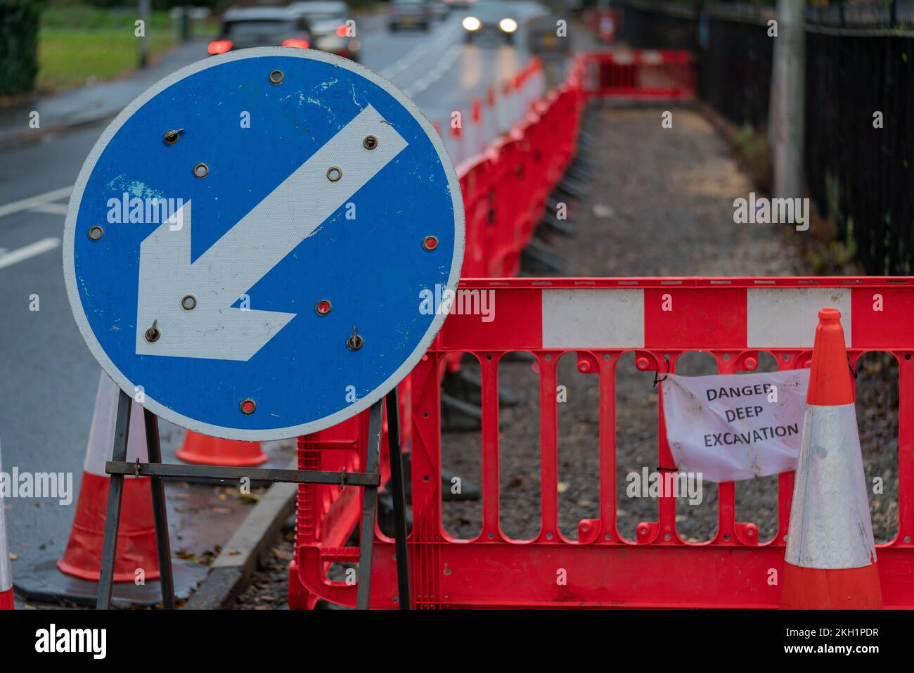 Road works, skid risk, re-surfacing, carriageway, stone chippings, grit ...