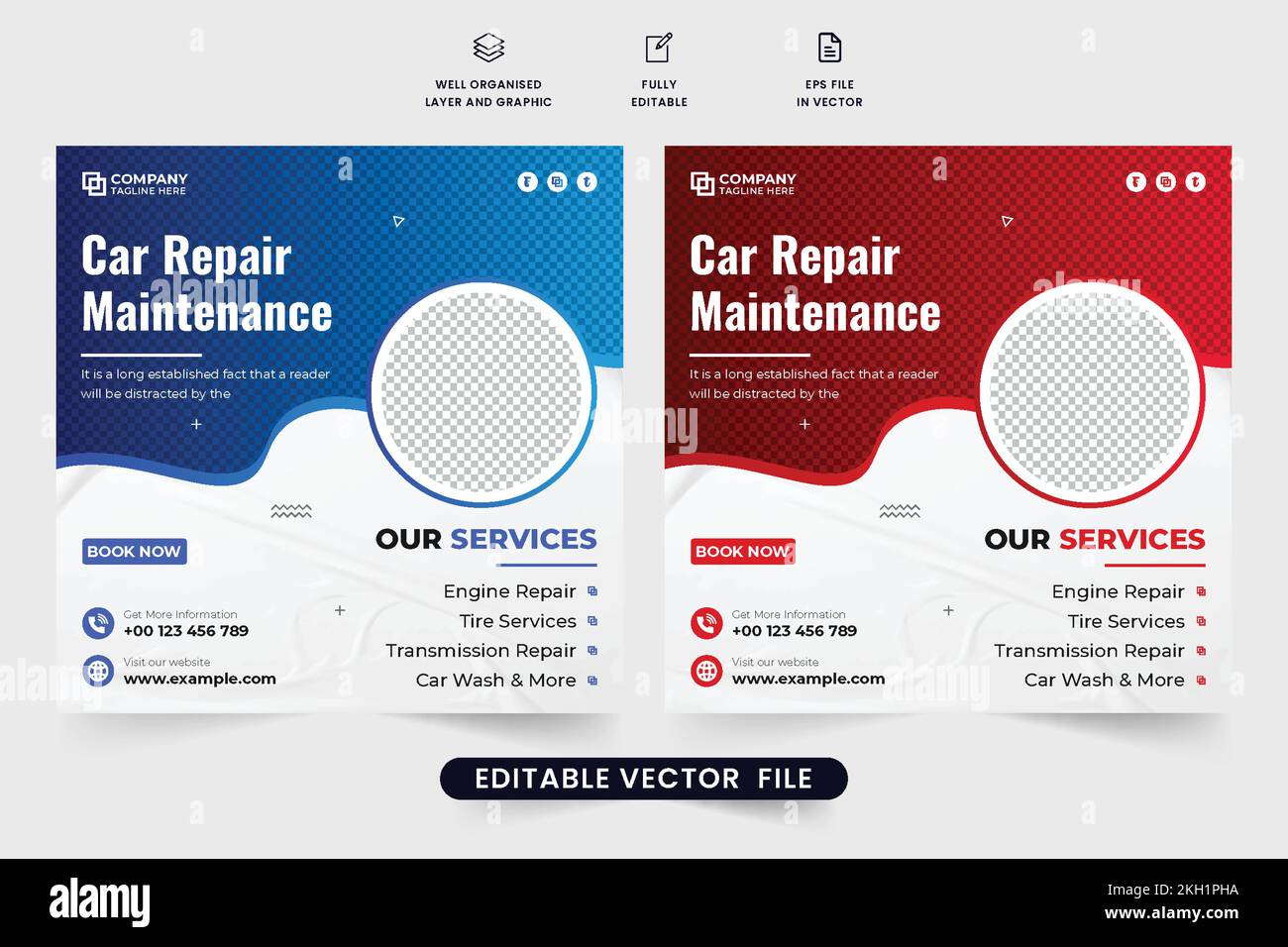 Car repair social media post vector for business promotion. Car ...