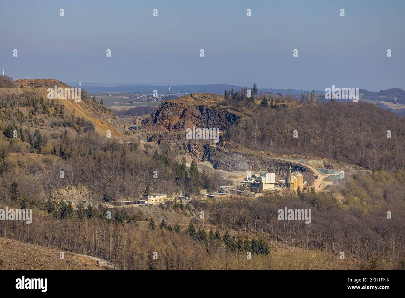 Aerial view, Bilstein Quarry, West German Greywacke Union, Brilon ...