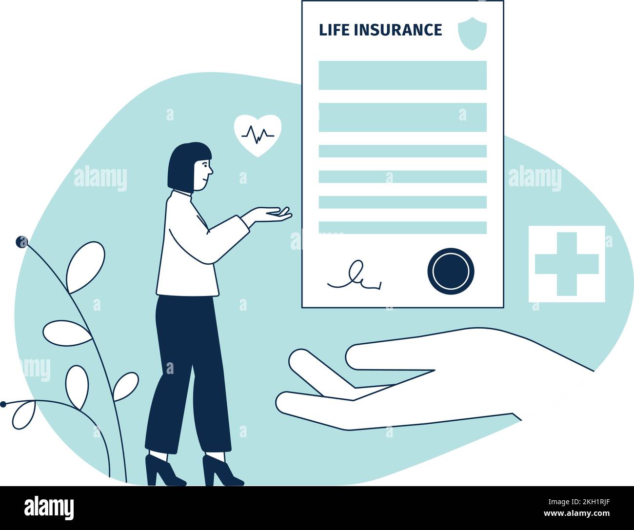 Health insurance offer. Woman sign paper document Stock Vector Image ...
