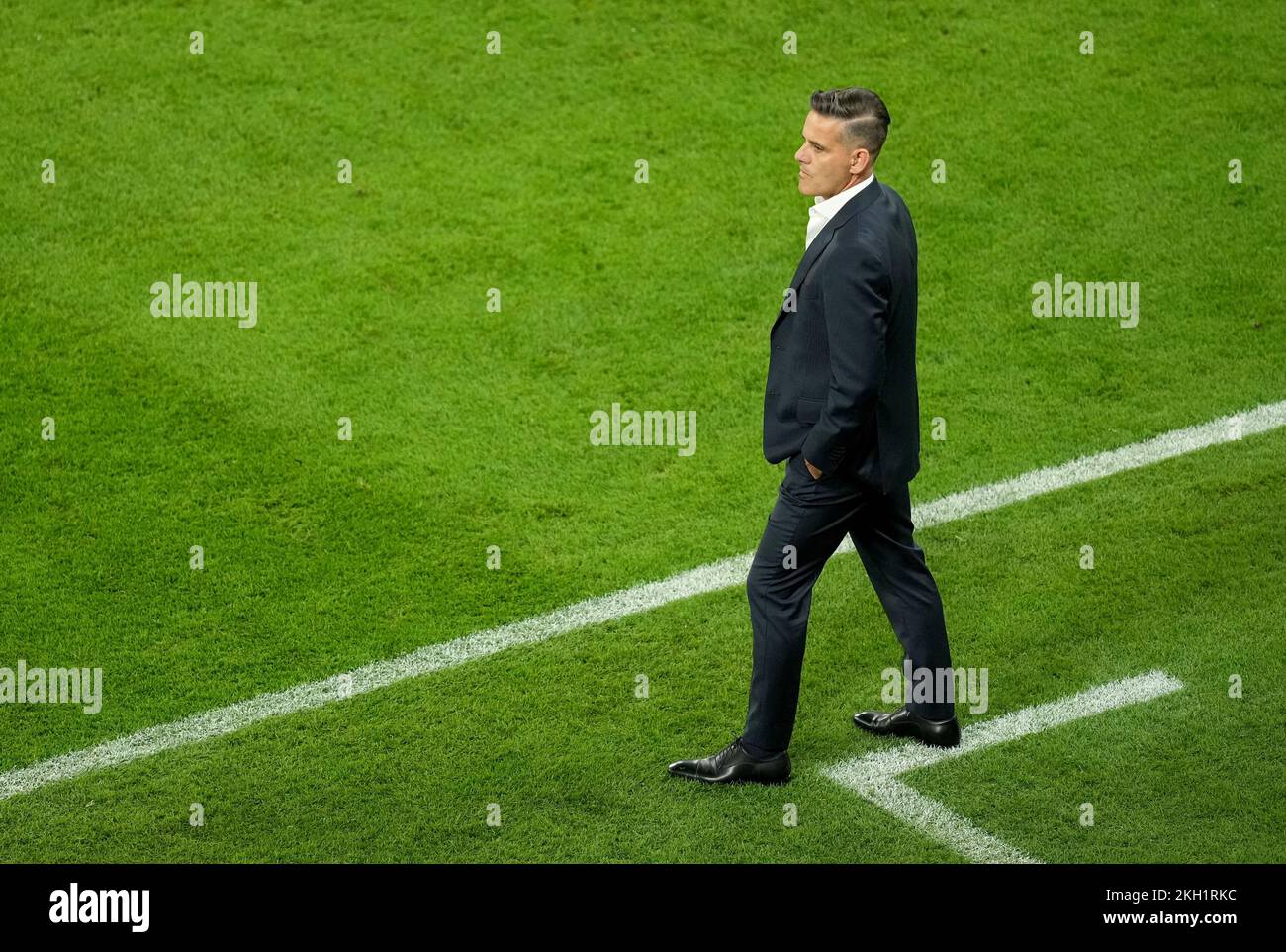 Canada manager John Herdman during the FIFA World Cup Group F match at the Ahmad bin Ali Stadium ...