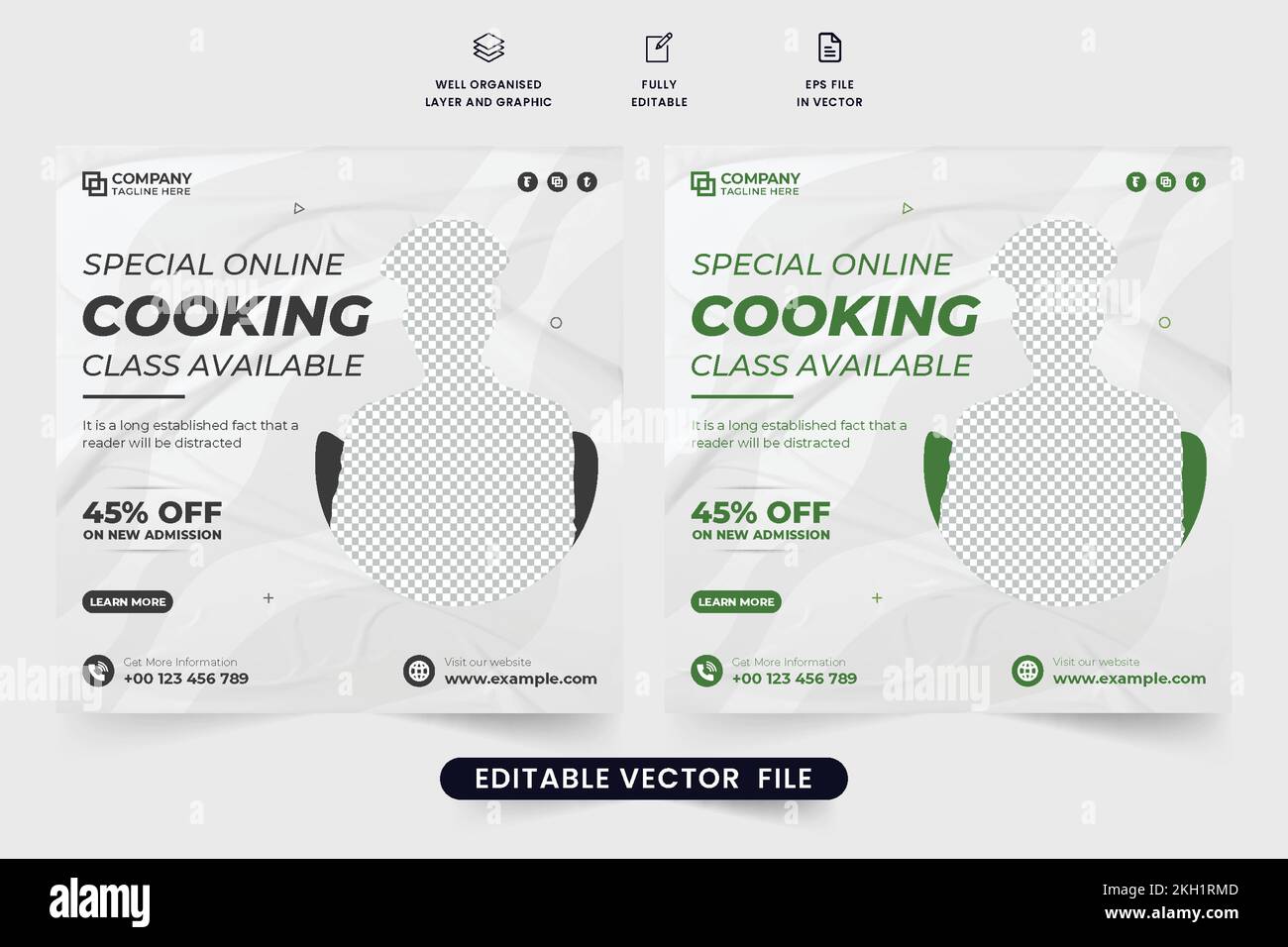 Special cooking class social media marketing template design with dark ...
