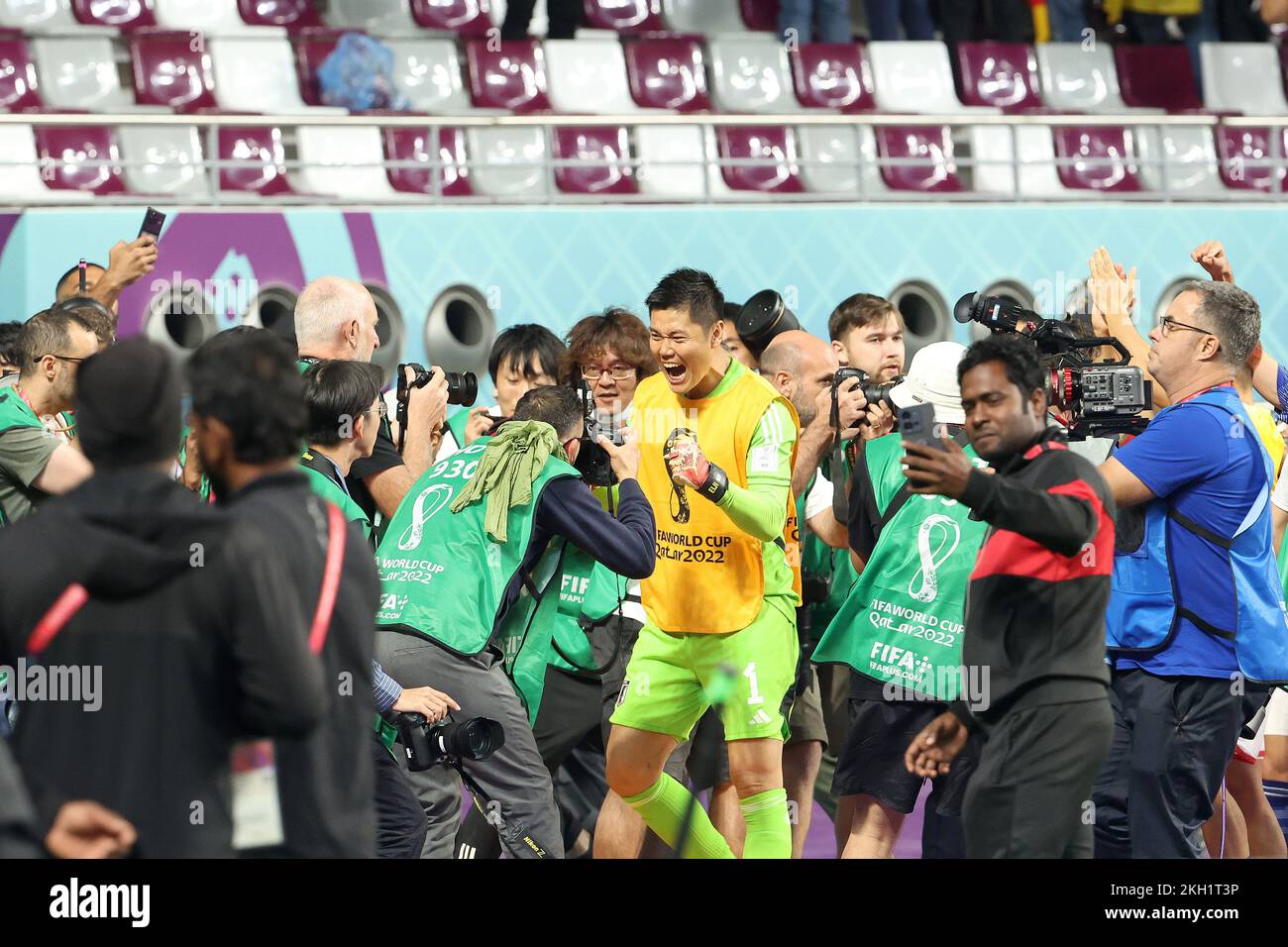 Japan goalkeeper Eiji Kawashima celebrates after the 2-1 win during the ...