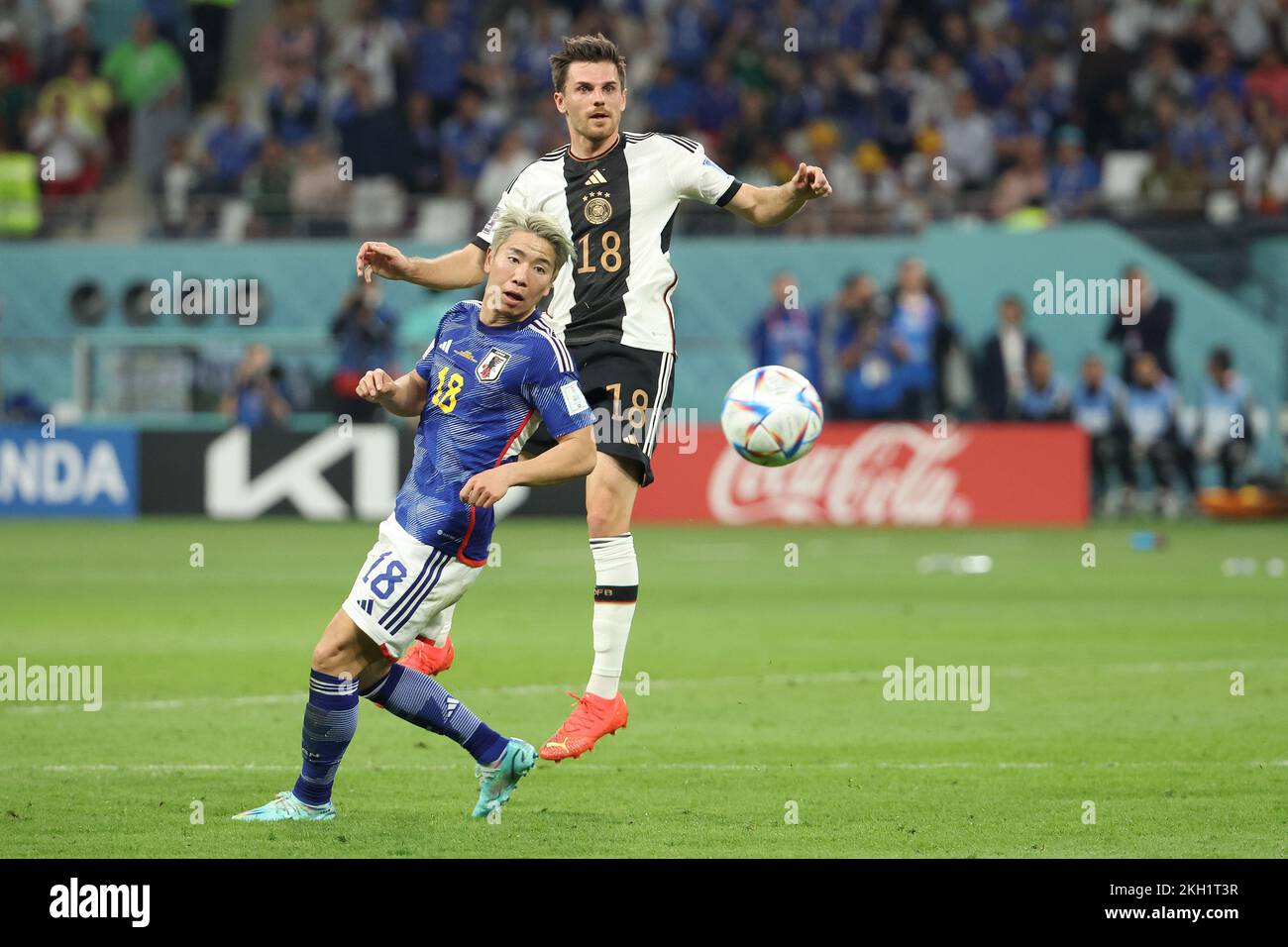 Takuma Asano of Japan, Jonas Hofmann of Germany during the FIFA World ...