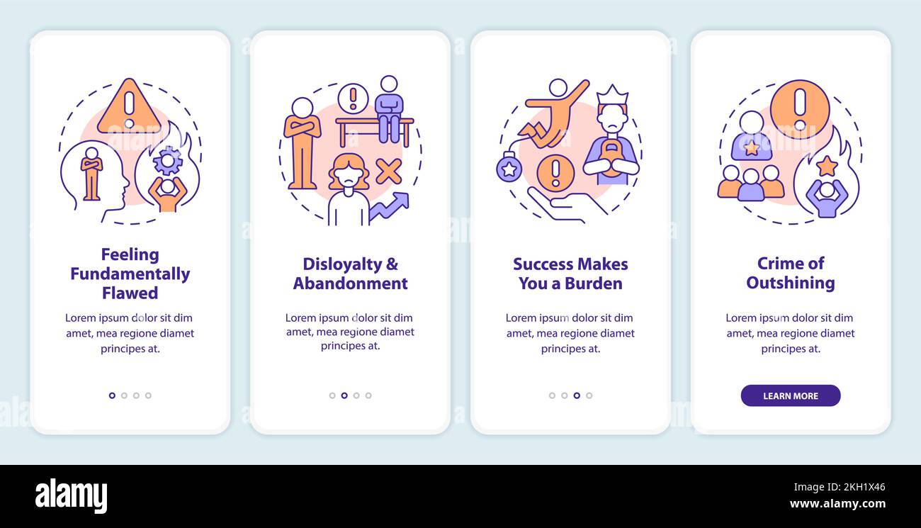 Hidden personal barriers types onboarding mobile app screen Stock ...