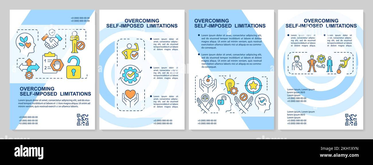 Overcoming self imposed limitations blue brochure template Stock Vector ...
