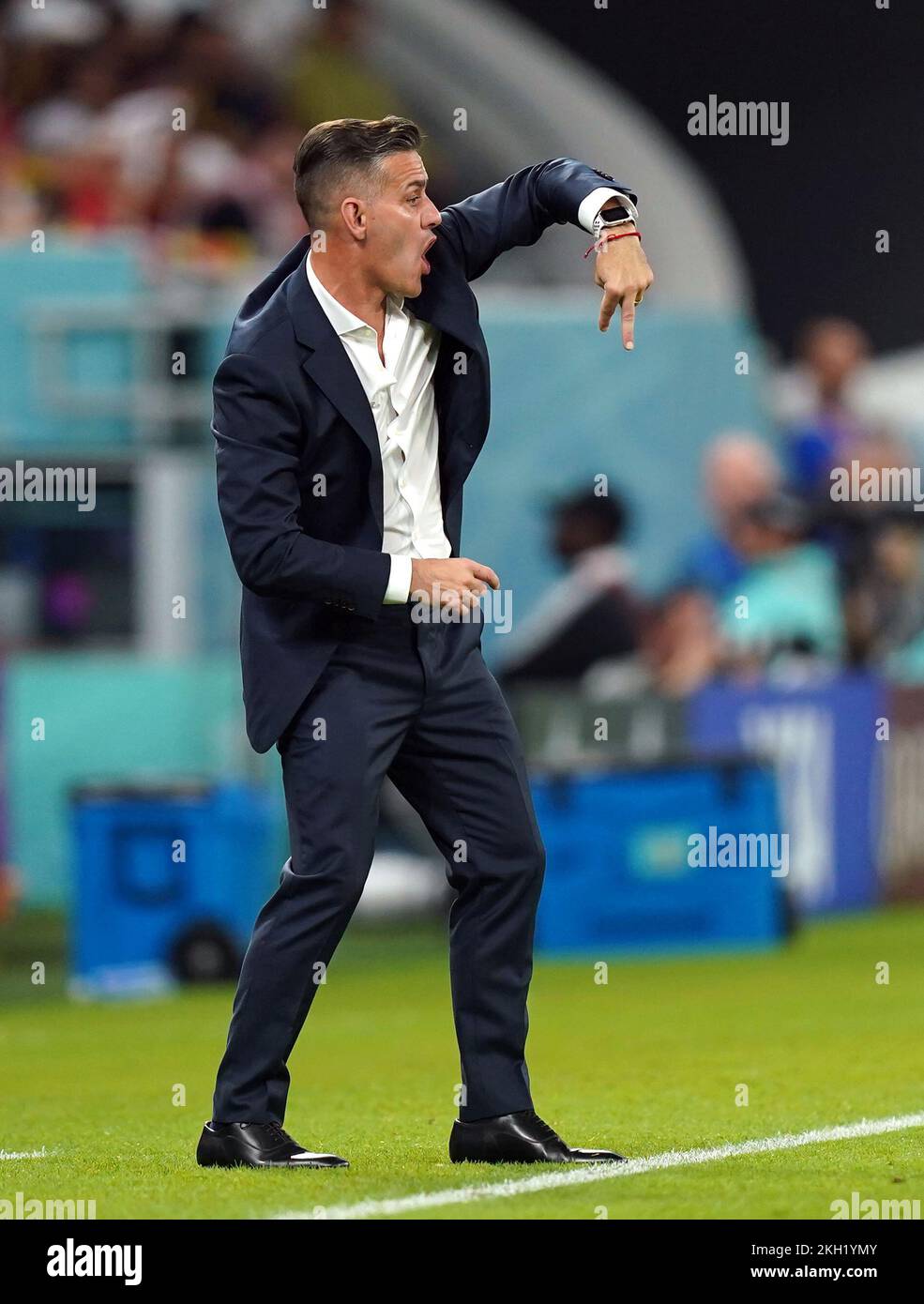 Canada manager John Herdman gestures on the touchline during the FIFA World Cup Group F match at ...