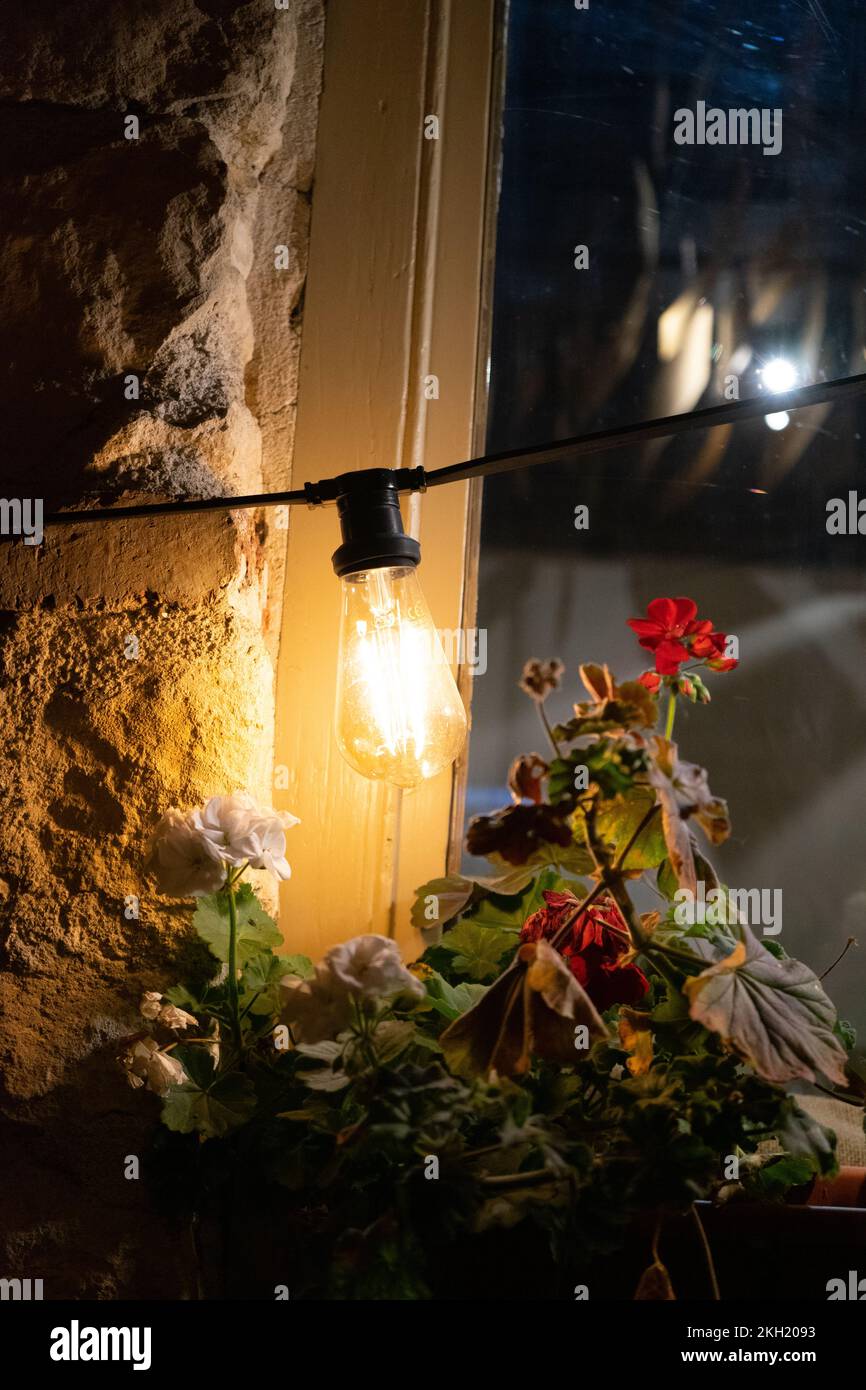 The Light at the window cold night Stock Photo - Alamy