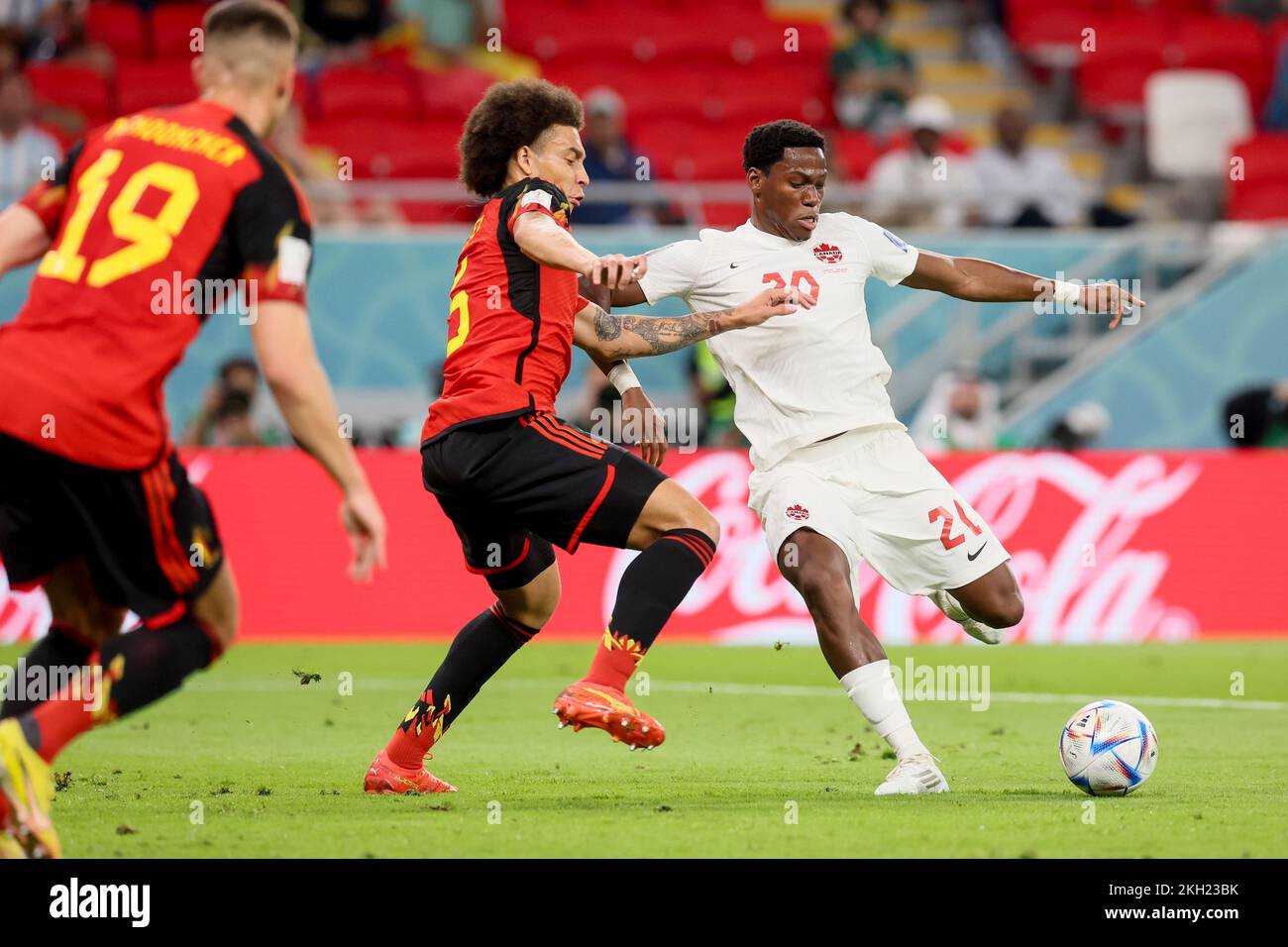 Belgium's Axel Witsel and Canadian Jonathan Osorio pictured in action ...