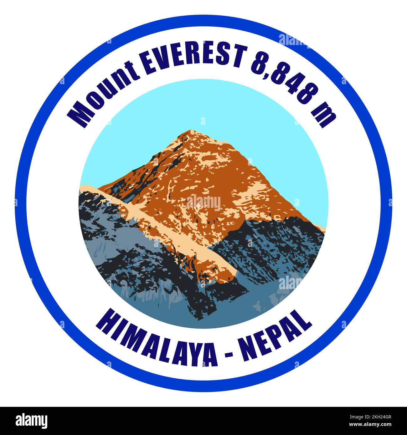 Mount Everest 8,848 m sunset colored, vector illustration logo Stock ...