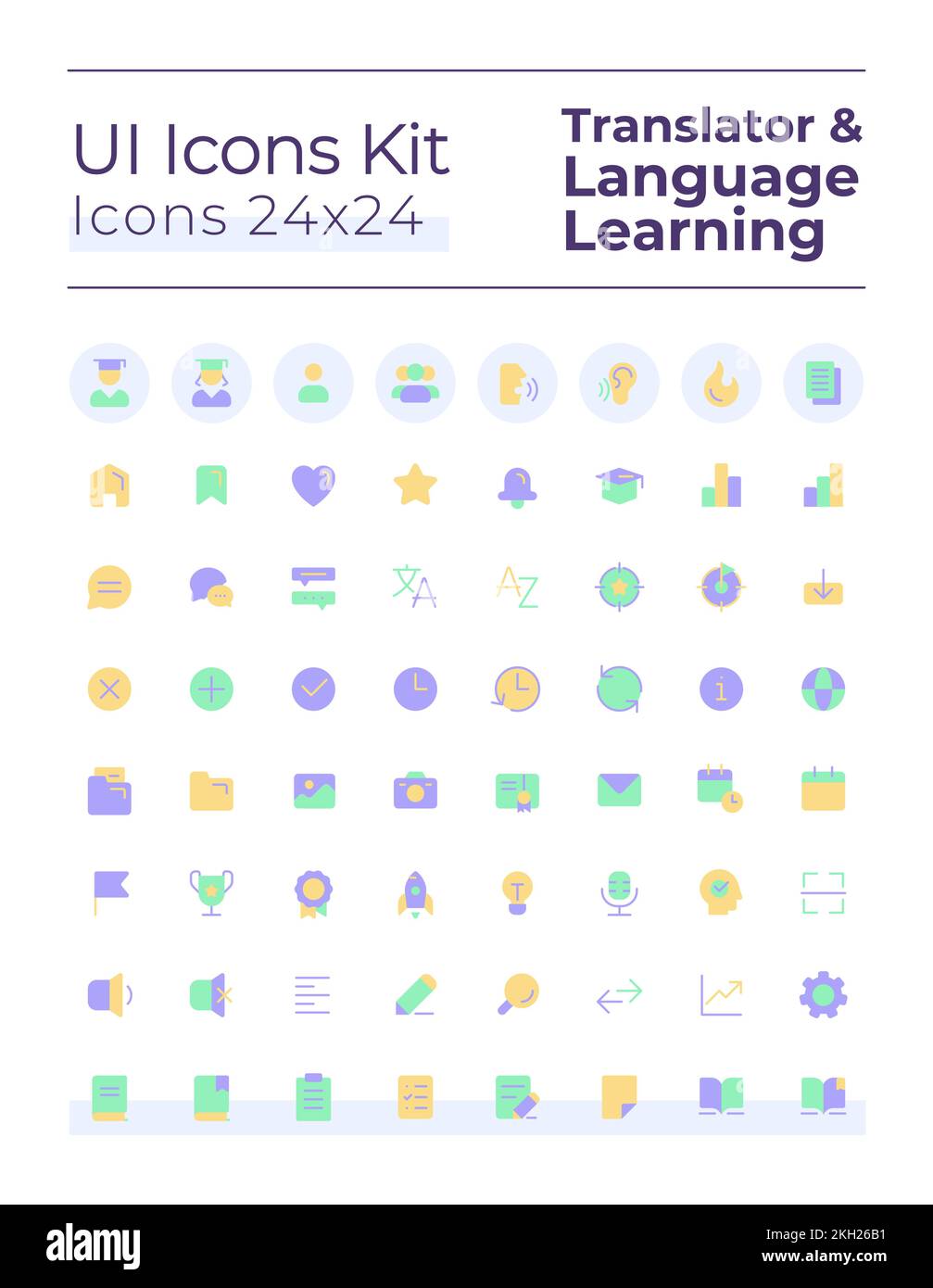 Language learning icons set flat hi-res stock photography and images - Alamy
