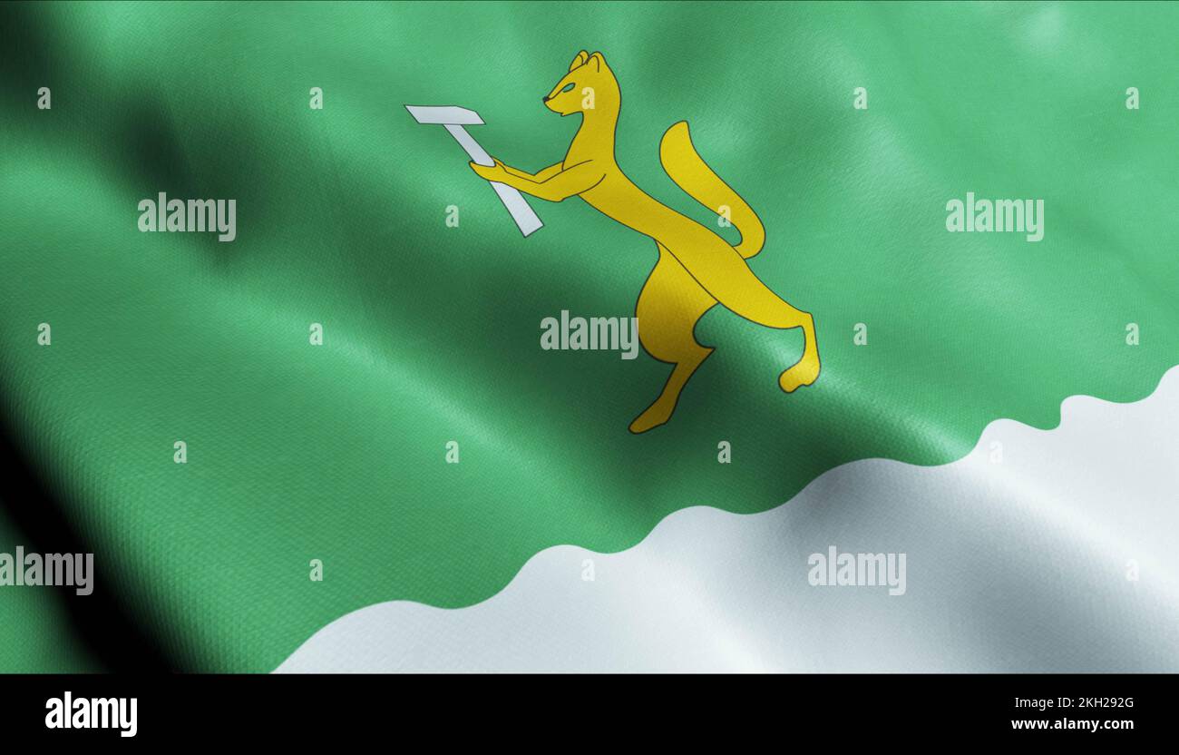 3D Illustration of a waving Russia city flag of Beloretsk Stock Photo ...