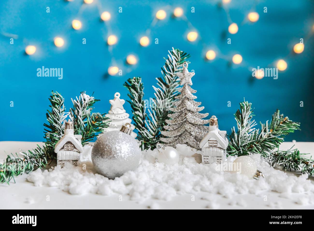 Abstract Advent Christmas Background. Winter decorations ornaments toys ...