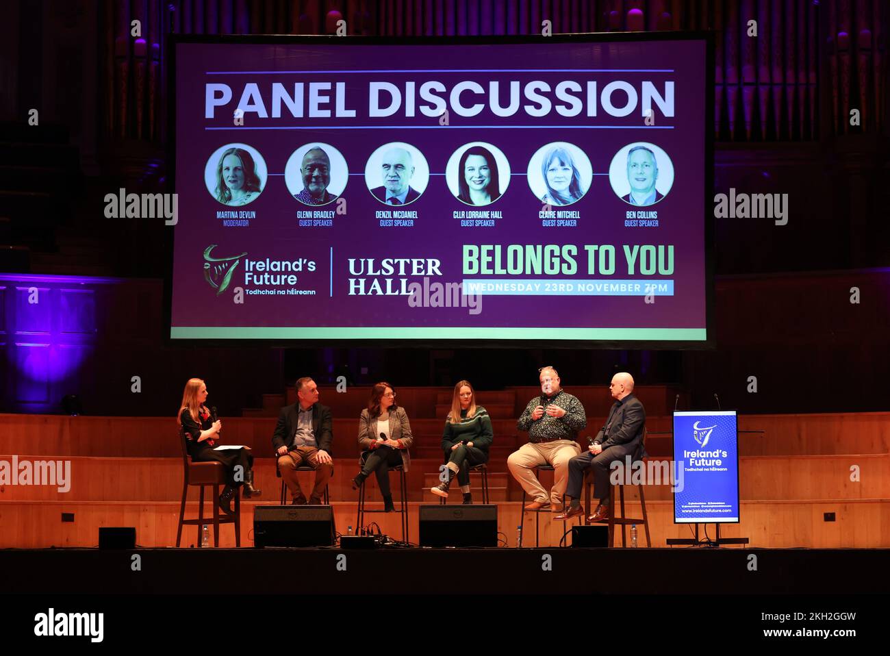 Glenn Bradley (second right) speaks during a rally for Irish ...