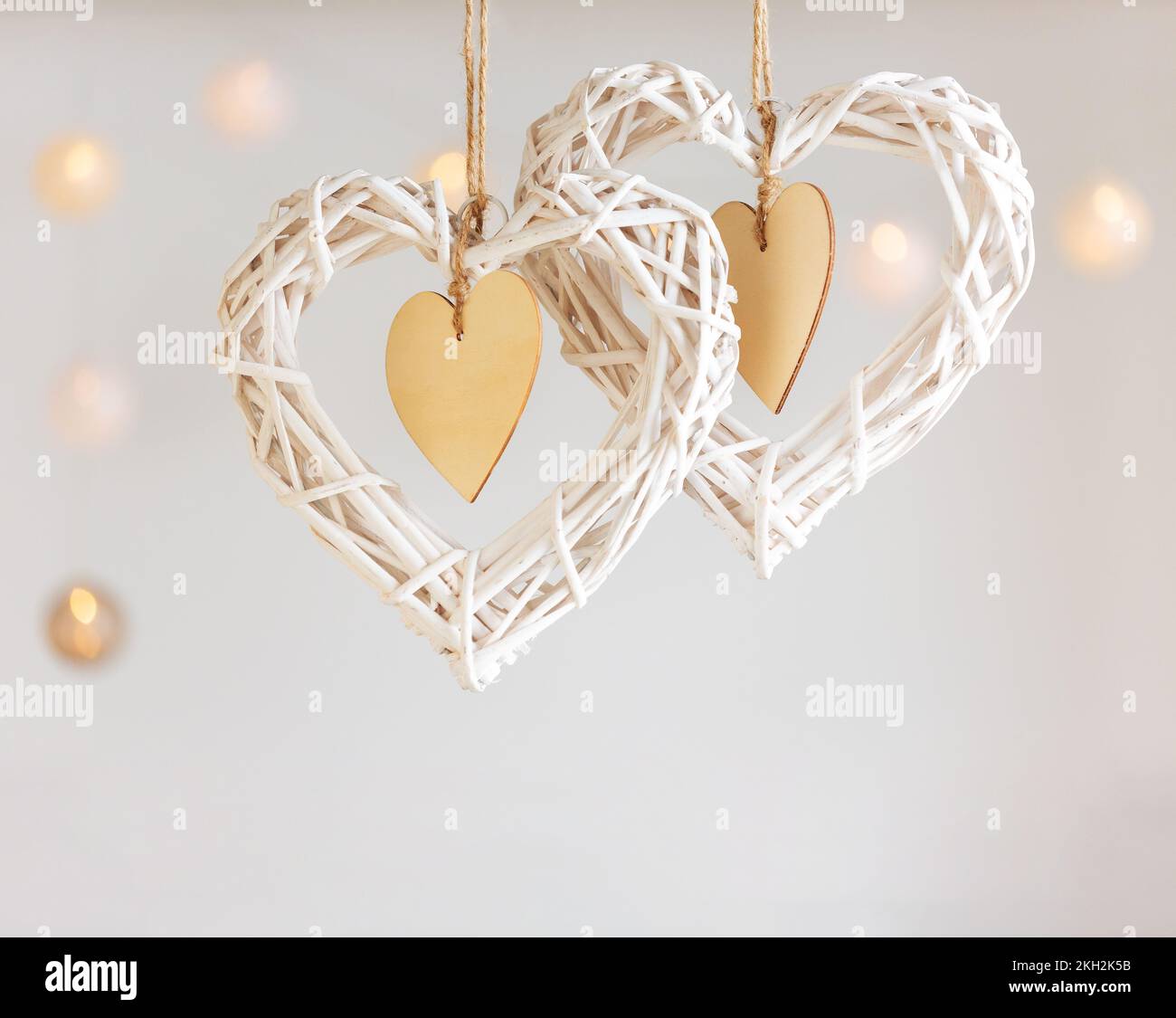 Two wooden hearts, christmas, new year's eve decoration Stock Photo - Alamy
