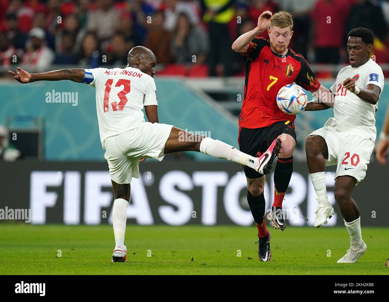 Canada's Atiba Hutchinson Belgium's Kevin De Bruyne and Canada's ...