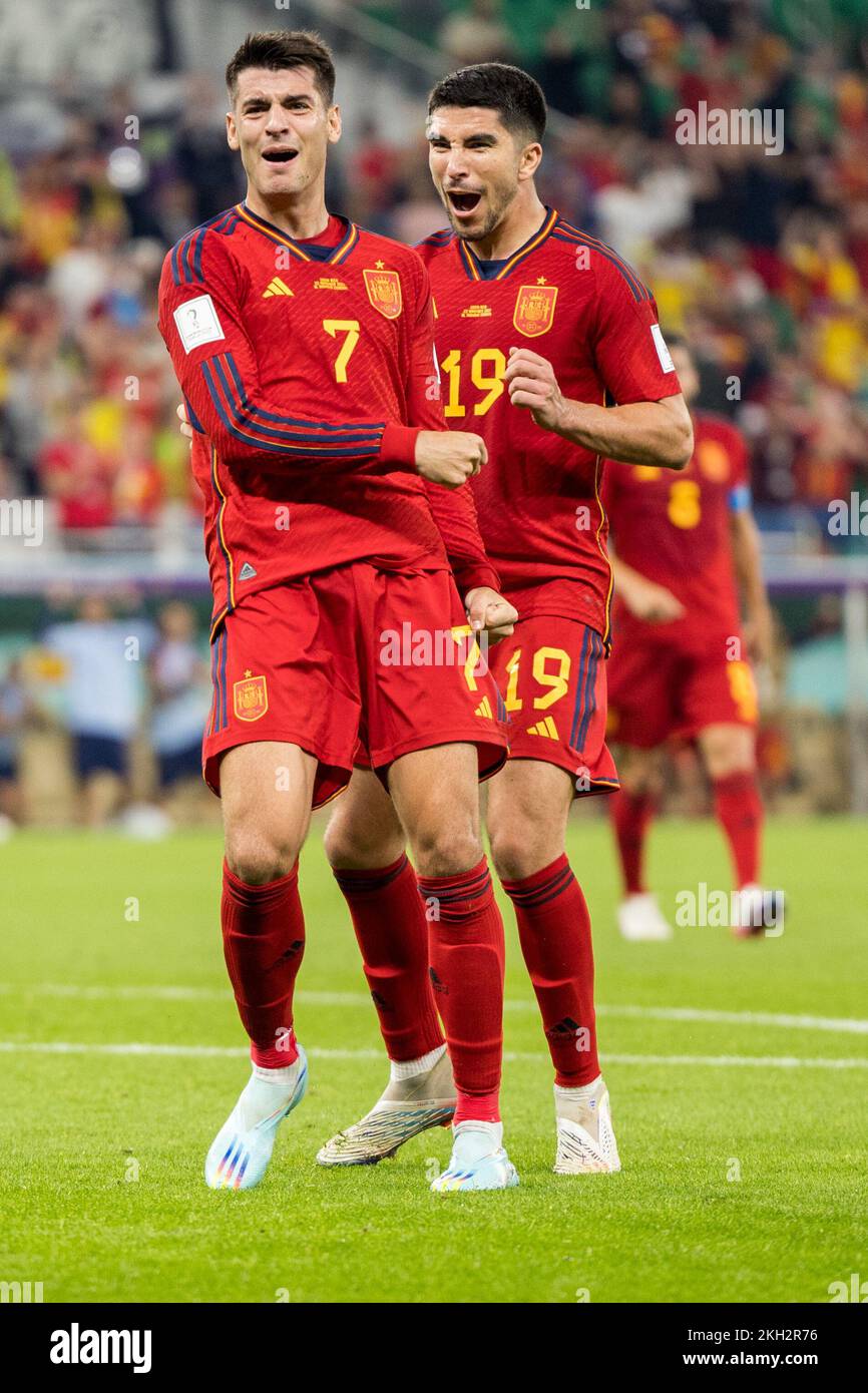 23.11.2022, Doha, pilka nozna, Mistrzostwa Swiata, Hiszpania - Kostaryka, N/z Alvaro Morata (ESP ...