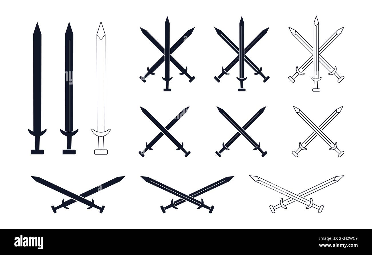 Sword icon set broadsword weapon symbols Stock Vector Image & Art - Alamy