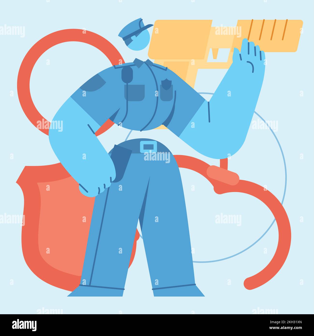 Blue cute police officer character flat design Profession Vector Stock ...