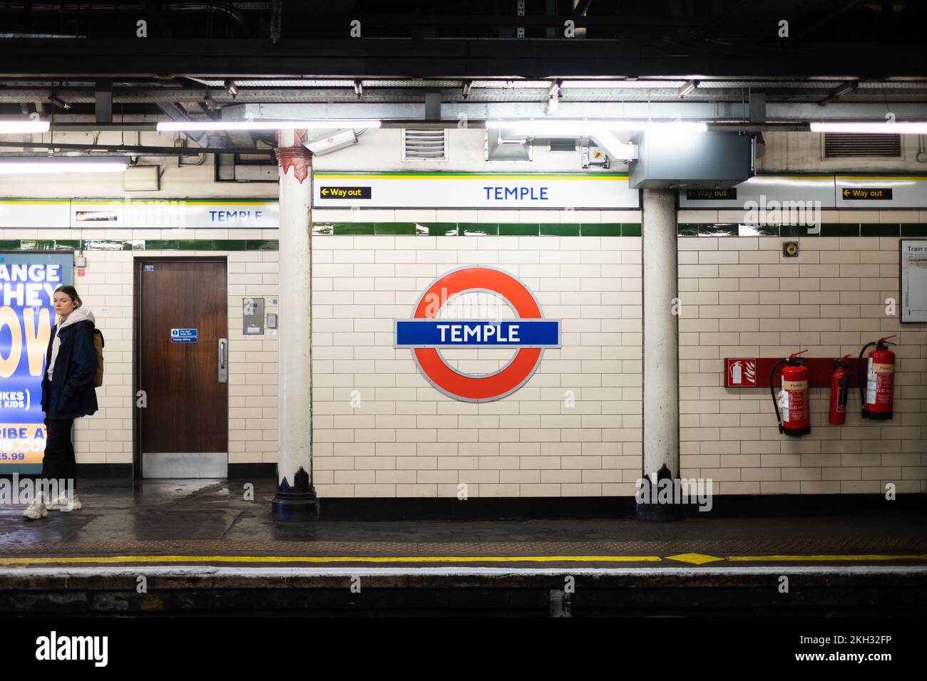London, UK - November 4, 2022: Tube station logo in London city. Temple ...
