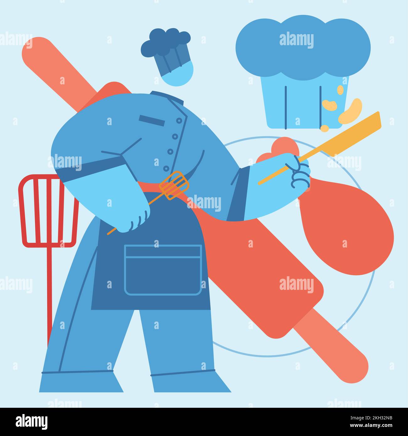 Blue cute chef character flat design Profession Vector Stock Vector ...