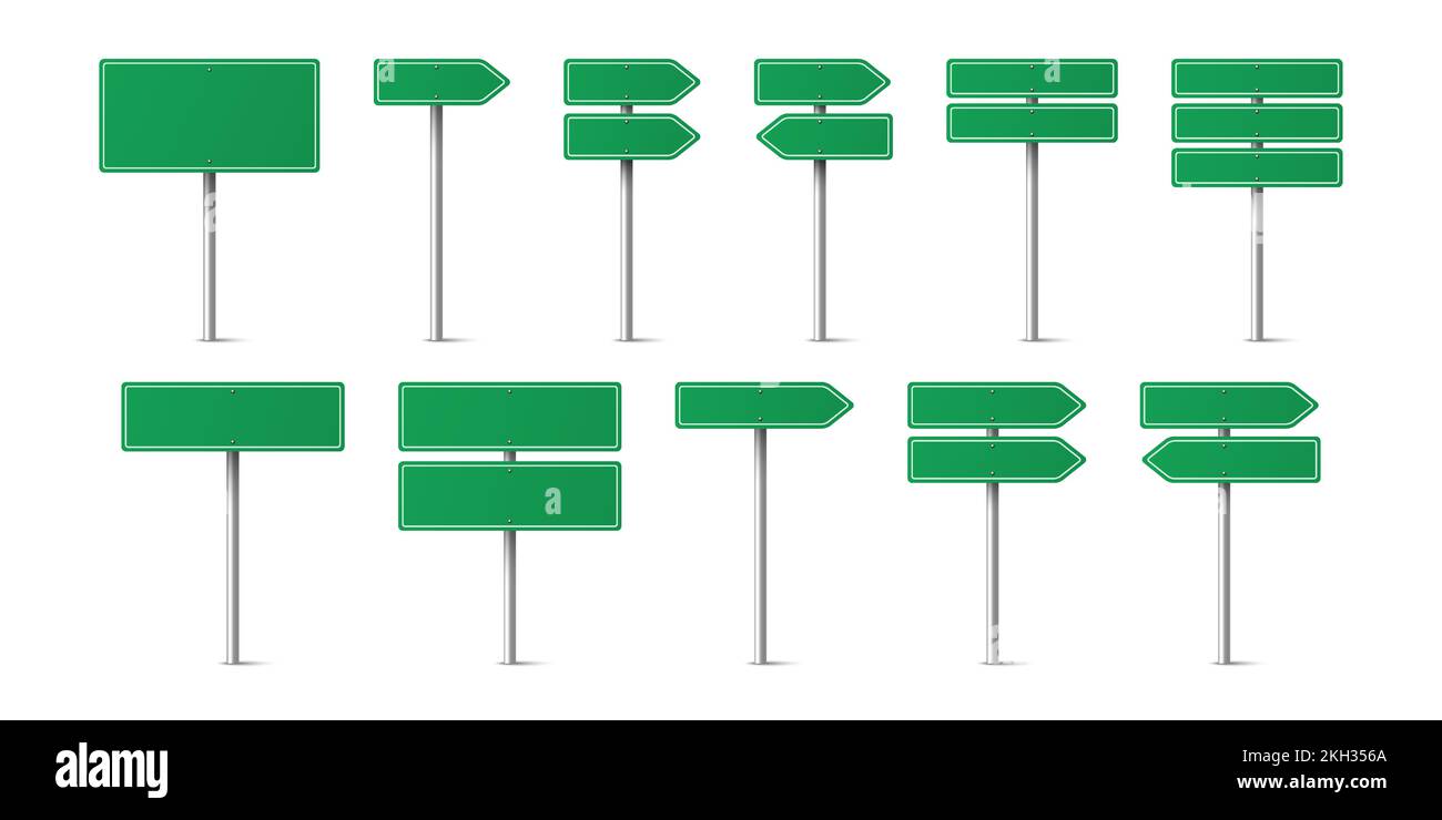 Vector Green Warning, Danger Stop Sign Frame Icon Set Isolated ...