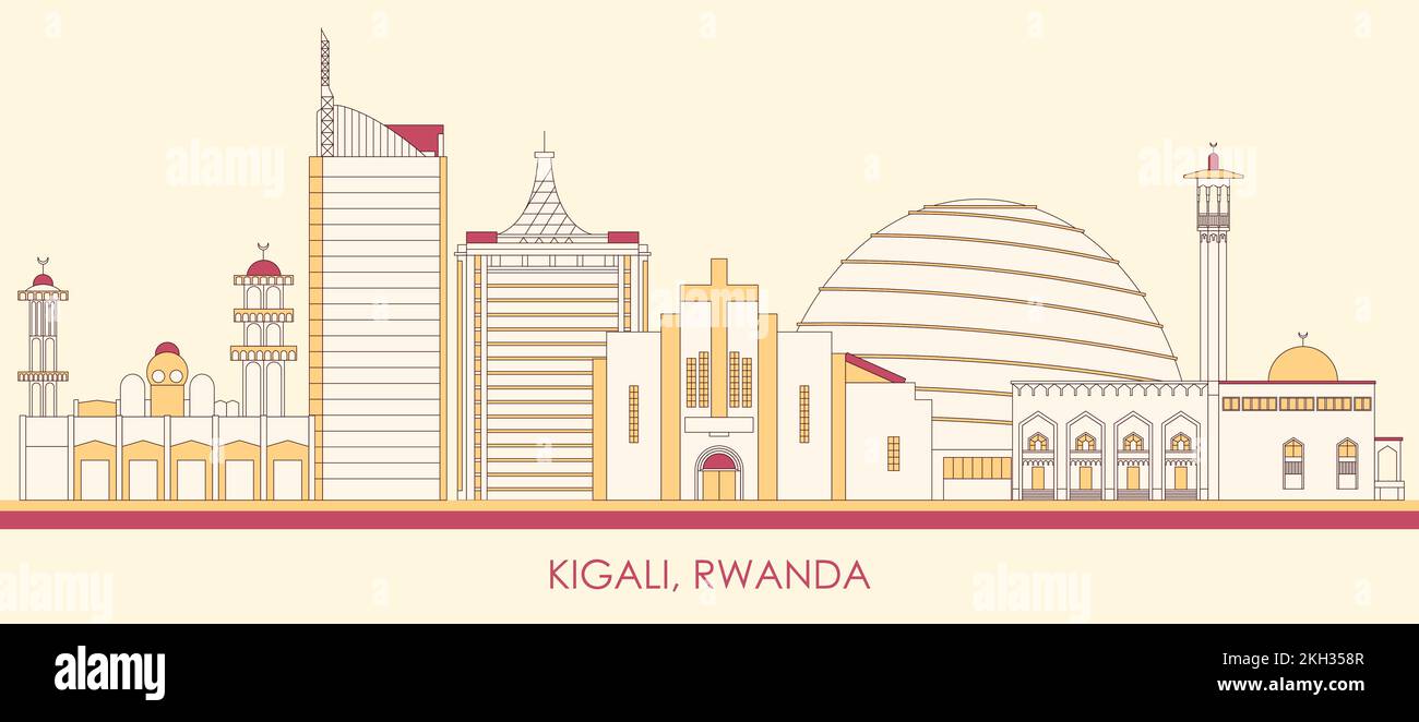 Cartoon Skyline panorama of city of Kigali, Rwanda - vector ...